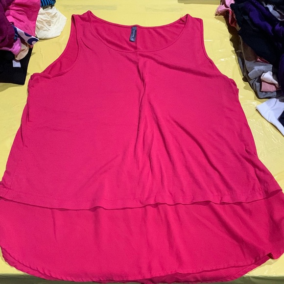 Tops | Cute Pink Tank With Sheer Material At The Bottom | Poshmark